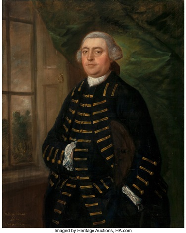 Portrait of William Hanson, three-quarter length, wearing a powdered ...