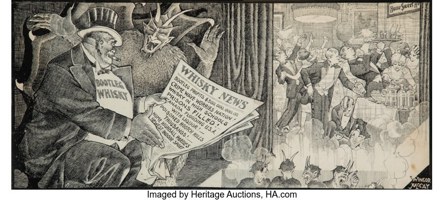 Bootleg Whiskey, Prohibition Era editorial cartoon by Winsor McCay on ...