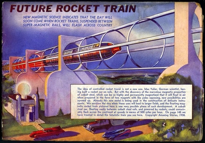 Future Rocket Train, Amazing Stories, pulp magazine back cover, January ...