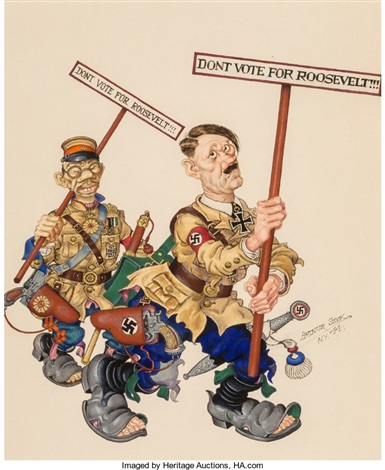 Hitler and Tojo, World War II cartoon by Arthur Szyk on artnet