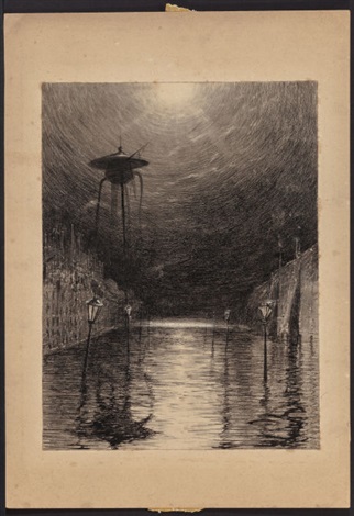 Martian Machine Over the Thames, from The War of the Worlds, Belgium ...