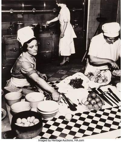 Cook and Kitchen Maids Preparing Diner by Bill Brandt on artnet