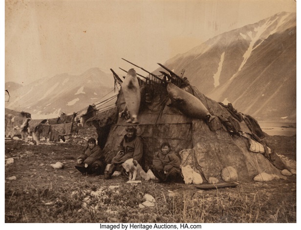 Inuit Hut and Family, c. 1899 by Edward S. Curtis on artnet