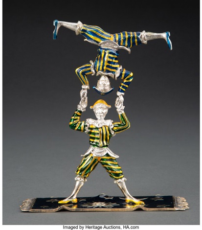 A Tiffany Co. Silver and Enamel Circus Acrobat Group Designed by Gene ...