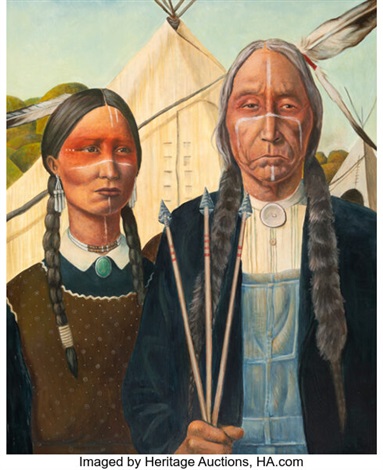 Native American Gothic by Lehi Thunder Voice Eagle Sanchez on artnet