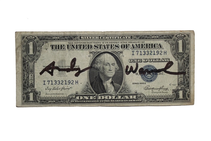 Signed one dollar bill by Andy Warhol on artnet