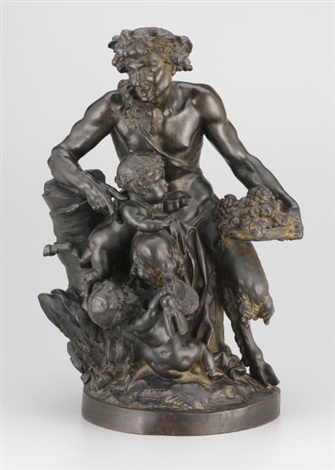 Male satyr with baby satyr and putto by Clodion on artnet