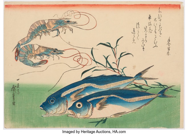 Horse Mackerel, Freshwater Prawns, and Seaweed, from the series Every ...
