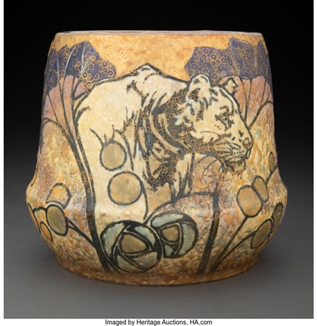 Riessner, Stellmacher Kessel Amphora Enameled and Partial Gilt Glazed ...