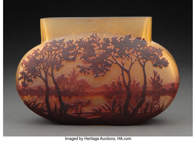 Daum Cameo Glass Landscape Vase by Daum (Co.) on artnet