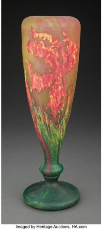 Daum Cameo Glass Autumn Parrot Tulip Vase by Daum (Co.) on artnet