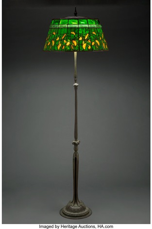 Tiffany Studios Patinated Bronze Floor Lamp Base with Later Leaded ...
