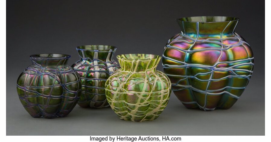 Four Kralik Threaded Glass Vases by Wilhelm Kralik Sohn (Co.) on artnet
