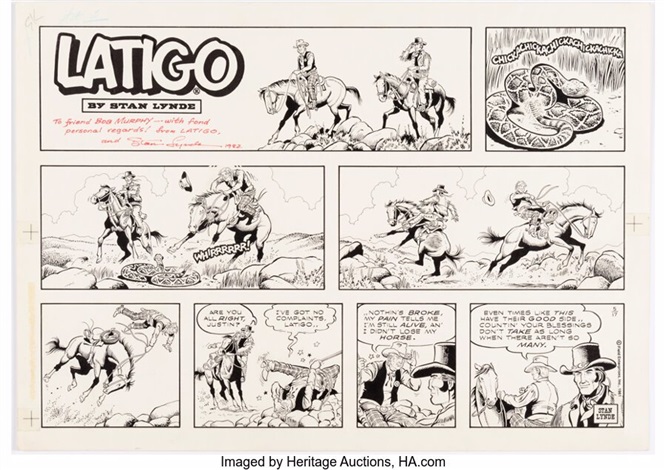 Stan Lynde Latigo Sunday Comic Strip Original Art dated 5-17-81 Field ...