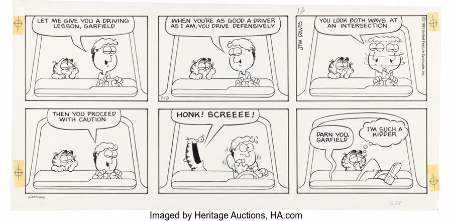 Jim Davis Garfield Sunday Comic Strip Original Art dated 7-19-81 United ...