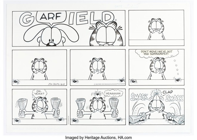 Jim Davis Garfield Sunday Comic Strip Original Art dated 9-15-96 PAWS ...
