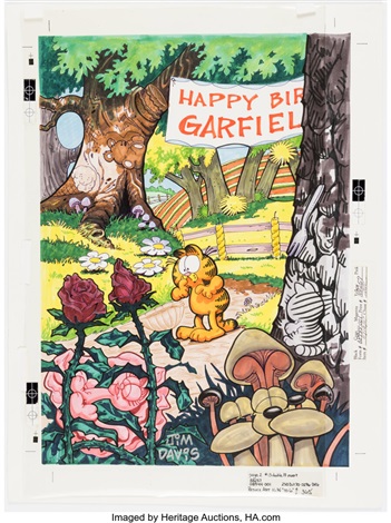 Jim Davis Studio Garfield Illustration Original Art 1987 by Paws Inc ...