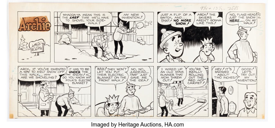 Bob Montana Archie Partial Sunday Comic Strip Original Art dated 2-27 ...