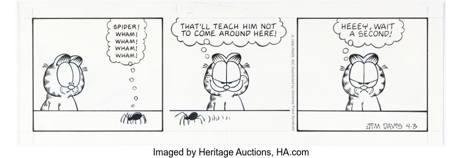 Jim Davis Garfield Daily Comic Strip Original Art dated 4-3-96 PAWS ...