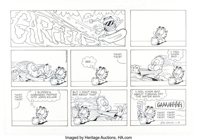 Jim Davis Garfield Sunday Comic Strip Original Art dated 11-9-03 PAWS ...