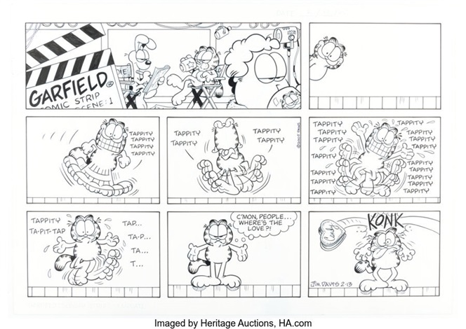 Jim Davis Garfield Sunday Comic Strip Original Art dated 2-13-05 PAWS ...