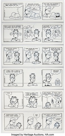 Jim Davis Garfield Consecutive Daily Comic Strip Original Art Group of ...