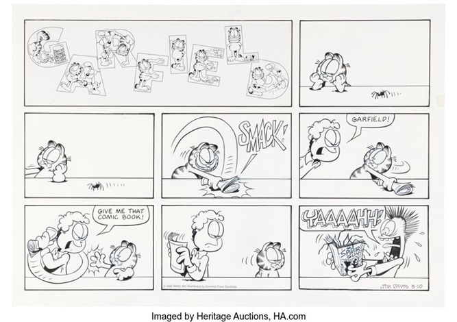 Jim Davis Garfield Sunday Comic Strip Original Art dated 3-10-96 United ...