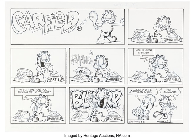 Jim Davis Garfield Sunday Comic Strip Original Art dated 3-8-98 PAWS ...