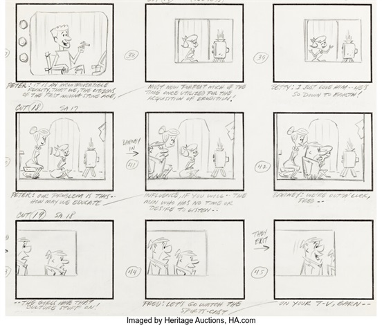The Flintstones Sleep On, Sweet Fred Watching Television Storyboard ...