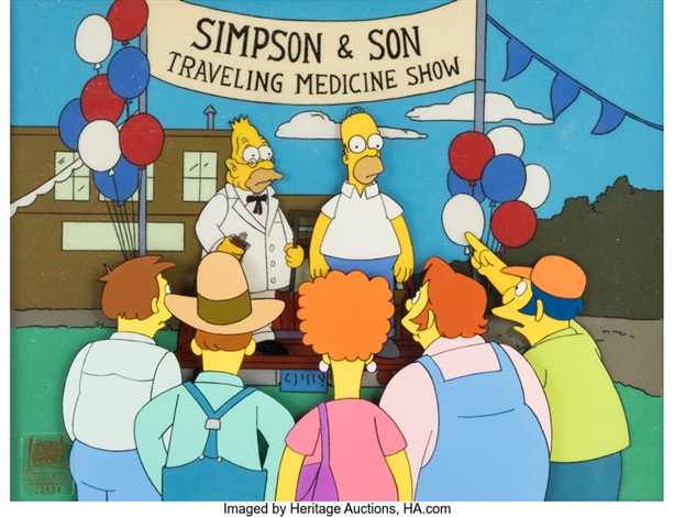 The Simpsons Grandpa VS Sexual Inadequacy Abe and Homer Production Cel ...