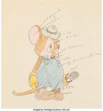 The Country Cousin Abner Countrymouse Color Model Drawing Walt Disney ...
