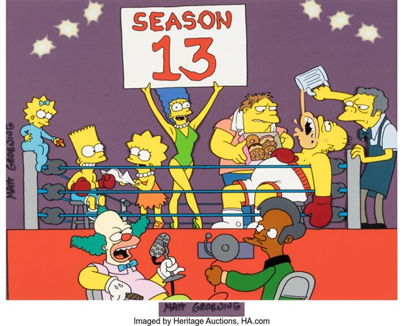 The Simpsons Rare 13th Season Promotional Cel Signed by Matt Groening ...