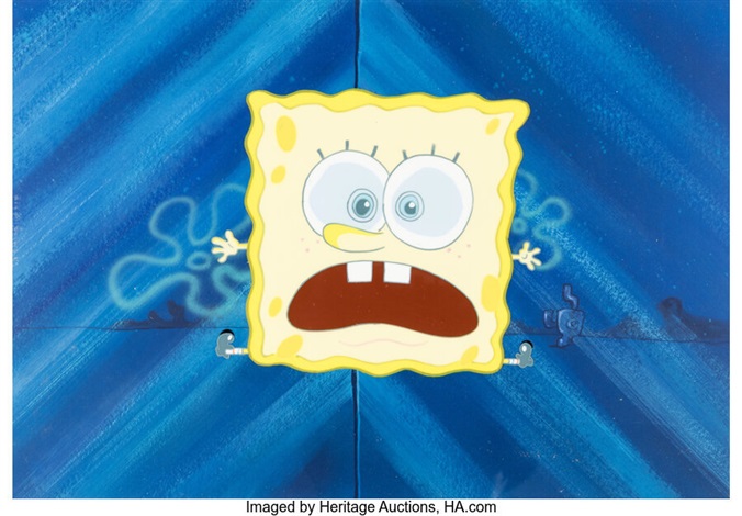 SpongeBob SquarePants Hooky SpongeBob Production Cel with Scaredy Pants ...