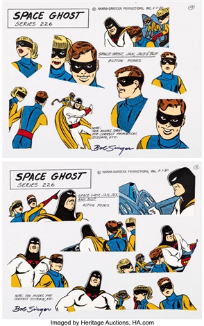 Space Ghost Space Ghost, Jan, Jace, and Blip Model Cel Sheet Group of 2 ...