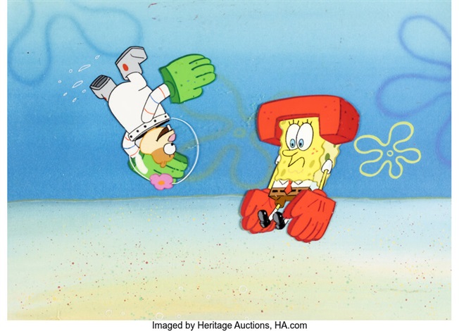 SpongeBob SquarePants Karate Choppers SpongeBob and Sandy Cheeks Production Cel Nickelodeon ...