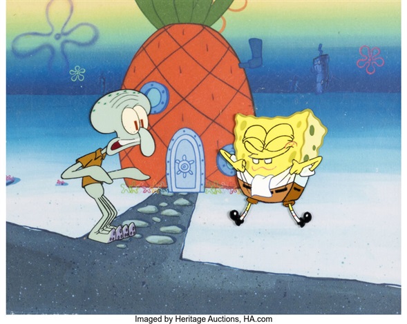 SpongeBob SquarePants The Paper SpongeBob and Squidward Production Cel ...