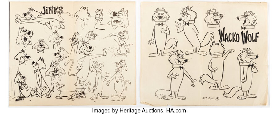 Early Hanna-Barbera Studio Model Sheet Prints Group of 6 Hanna-Barbera ...