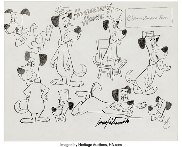 The Huckleberry Hound Show Original Hand-Drawn Model Sheet Signed by ...