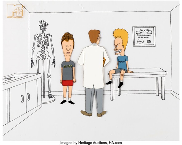 Beavis and Butt-Head Rabies Scare Production Cel MTV, c. 1993-97 by MTV ...