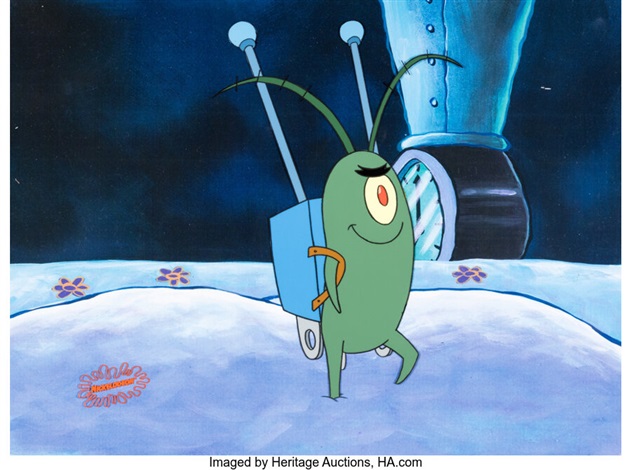 Spongebob Squarepants Plankton Sheldon J Plankton Production Cel Nickelodeon 1999 By