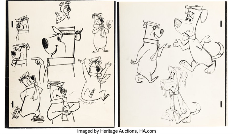 Yogi Bear, Boo Boo, and Huckleberry Hound Studio Model Sheet Prints ...