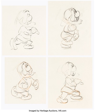 Snow White and the Seven Dwarfs Sneezy Rare Animation Drawing Sequence ...
