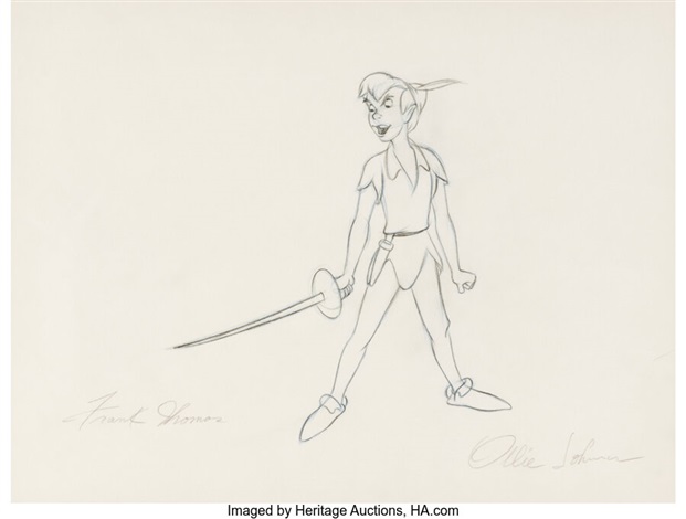 Peter Pan Peter Pan Animation Drawing Signed by Frank Thomas and Ollie ...