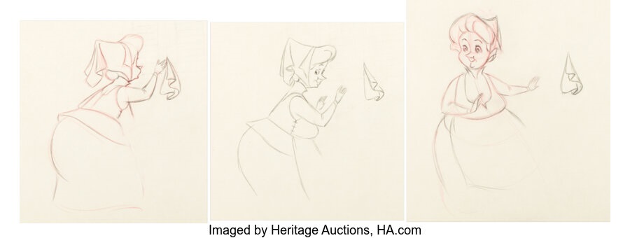 Sleeping Beauty Fauna Animation Drawing Sequence of 3 Walt Disney, 1959 ...