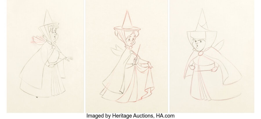 Sleeping Beauty Flora, Fauna, and Merryweather Animation Drawing Group ...