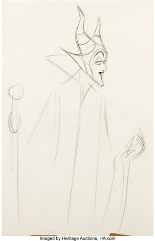 Sleeping Beauty Maleficent Animation Drawing Group of 8 Walt Disney, 1959. by Walt Disney ...