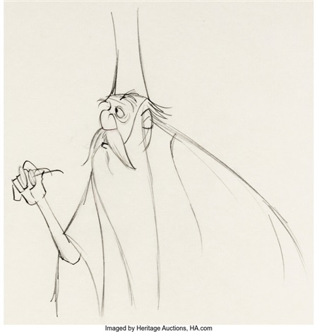 The Sword in the Stone Merlin Rough Animation Drawing Walt Disney, 1963 ...