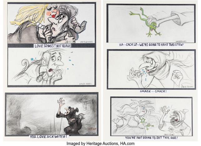 The Black Cauldron Orwen, Orgoch, and Fflewddur Storyboard Art with ...