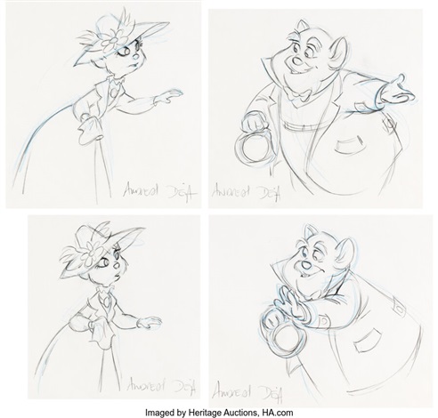 The Great Mouse Detective Dr. Dawson and Lady Mouse Rough Animation ...