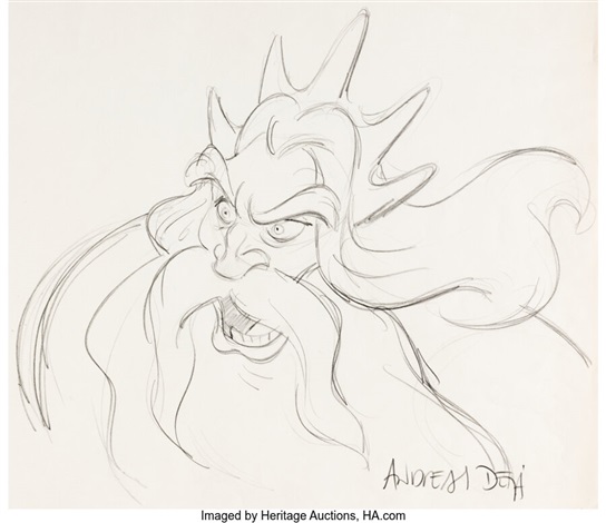 The Little Mermaid King Triton Rough Animation Drawing Signed by ...